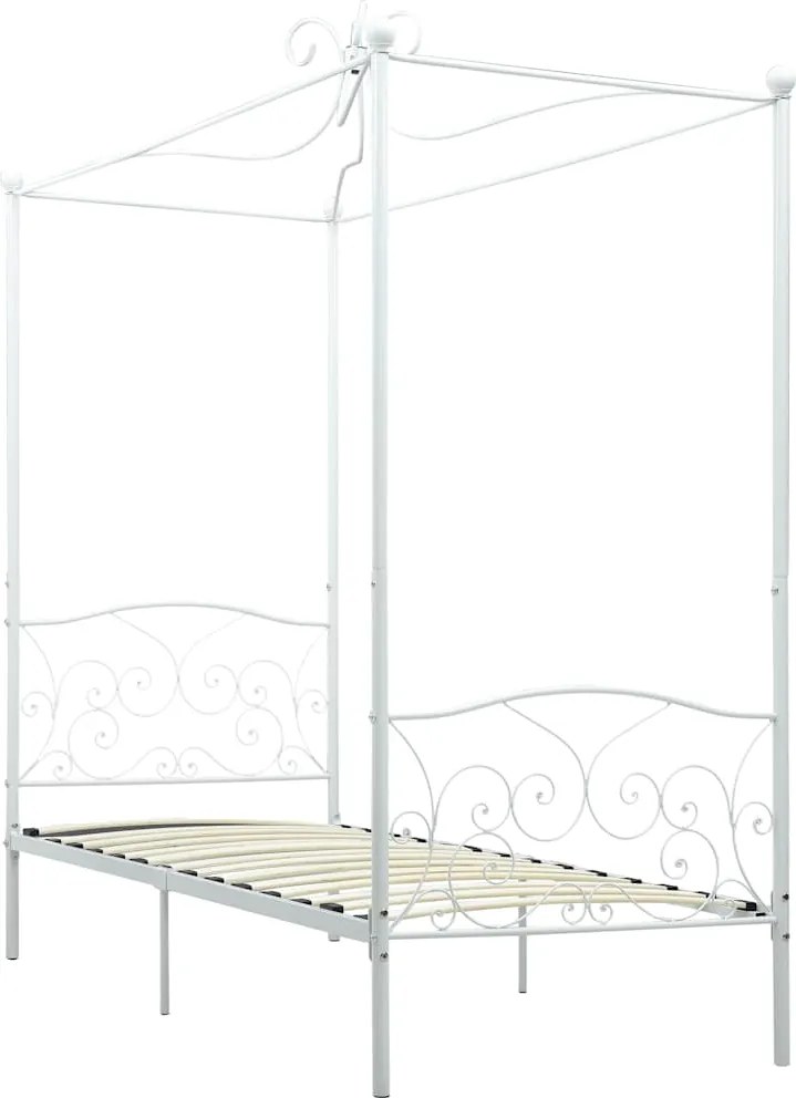 Rám postele s nebesy bílý kovový 100 x 200 cm 284469