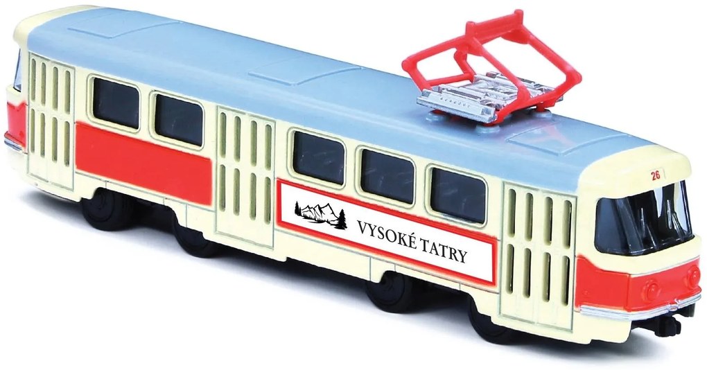 Kovový model rappa kovová retro tramvaj 16 cm vysoké tatry