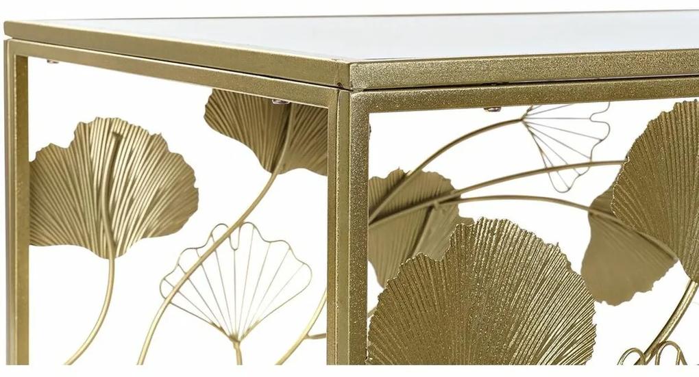 DKD Home Decor Konferenční stolek zlaté barvy se zrcadlem, ginkgo 110 x 60 x 46 cm