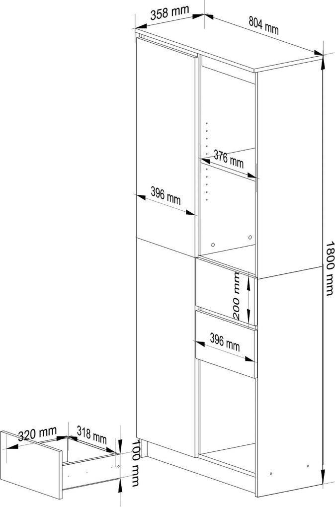 Kancelářská knihovna Rexa dub sonoma