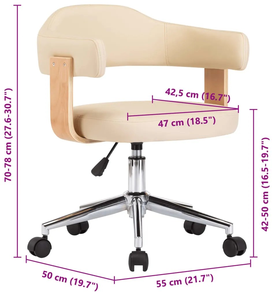 vidaXL Marketos Otočné jídelní židle 4 ks krémové umělá kůže