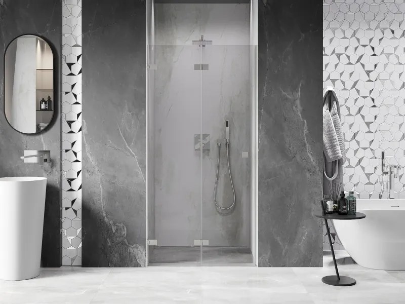 Mexen, Mexen Lunar-F skládací levé sprchové dveře 70 cm, transparentní, broušený nikl - 836-070-000-97-00-L