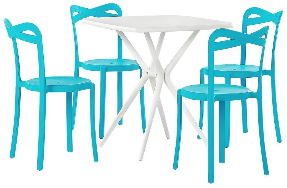 Zahradní souprava stolu a 4 židlí bílá / modrá SERSALE / CAMOGLI Beliani