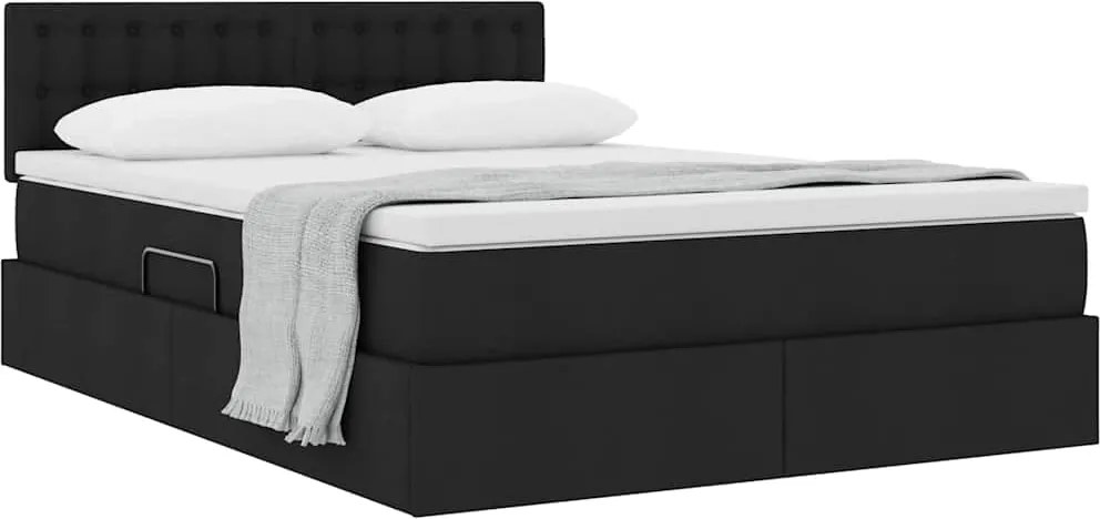 Postel s úložným prostorem a matrací Černá 140 x 190 cm Samet 3370634