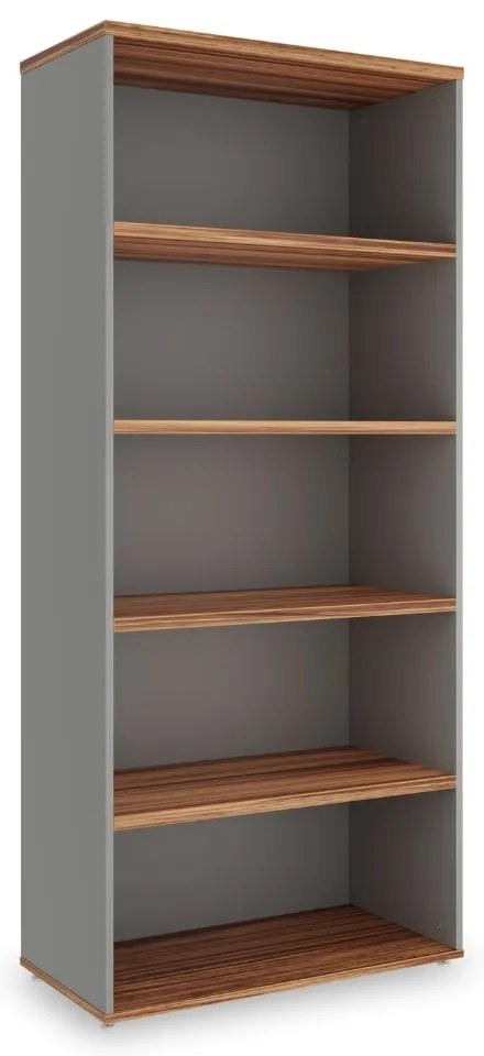 Vysoká skříň SimpleOffice 80 x 40 x 180 cm, ořech vlašský / šedá
