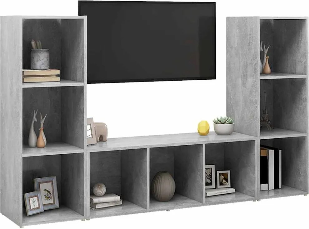 TV skříňky 3 ks betonově šedé 107 x 35 x 37 cm dřevotříska 3079965