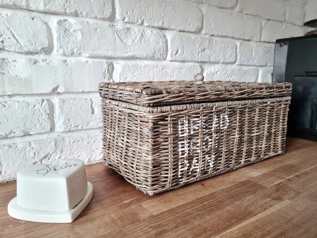 Ratanový chlebník Rustic Bread Box Hampton Nádoba na pečivo Ratanový koš