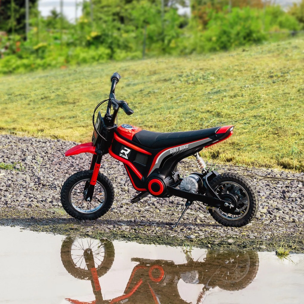 HOMCOM Elektrická Motorka pro Děti s Motorem 24V 350W, Rychlostní Mód 8-16 KM/H, 12-Palcové Pneumatické Pneumatiky, Elektrická Motorka s Hudebními Sv…