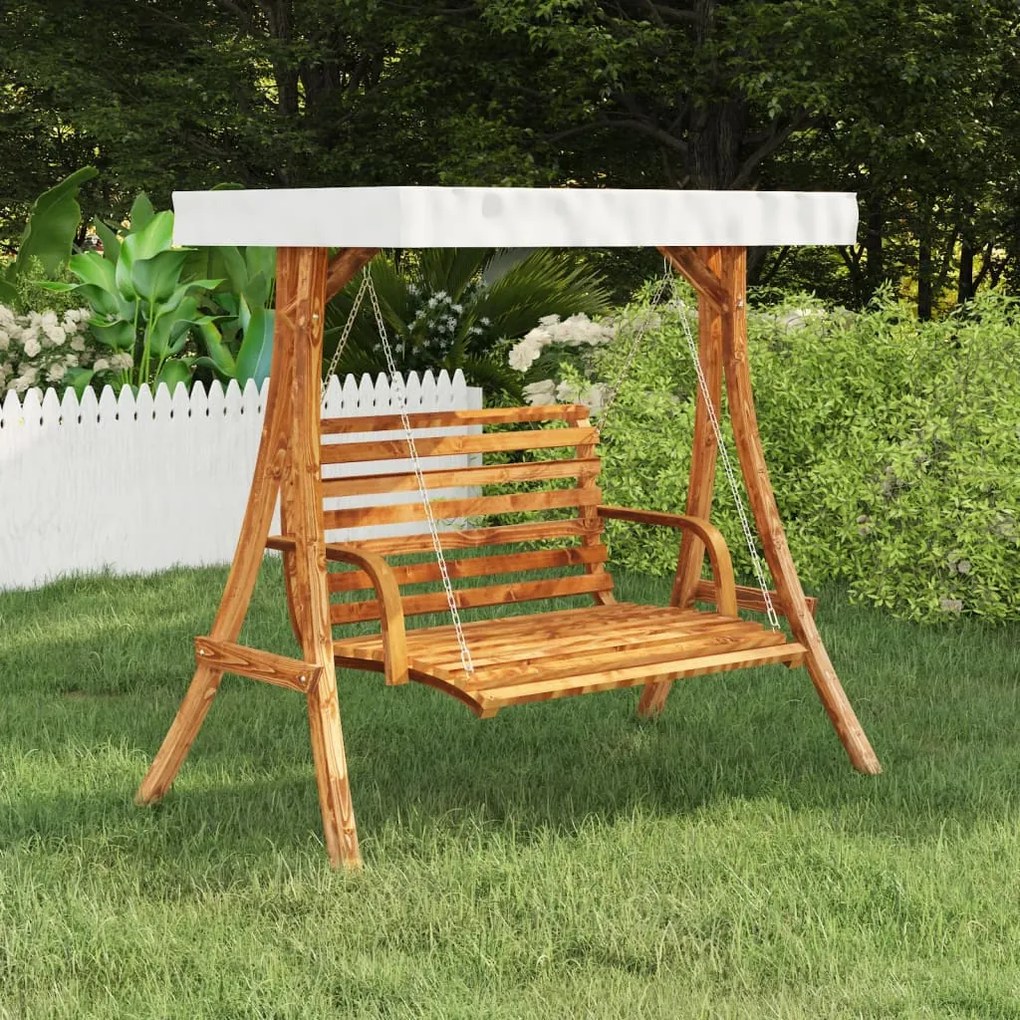 Rám pro zahradní houpačku se stříškou ohýbané dřevo úprava teak 313937
