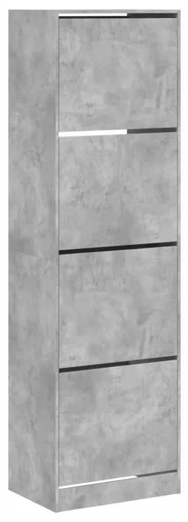 Botník se 4 výklopnými zásuvkami betonově šedý 60 x 42 x 204 cm - Default Title