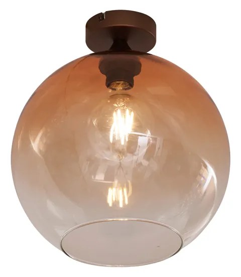 Art Deco stropní svítidlo tmavě bronzové s hnědým sklem - Sandra