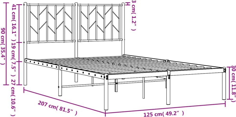 vidaXL Kovový rám postele s čelem 120 x 200 cm [374435] Barva: Bílá