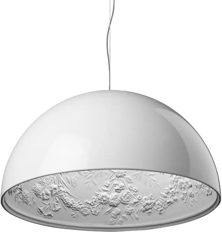 Flos F0002009 Skygarden S2, leskle bílé závěsné svítidlo s vnitřním štukem, 1x205W E27, prům. 90cm