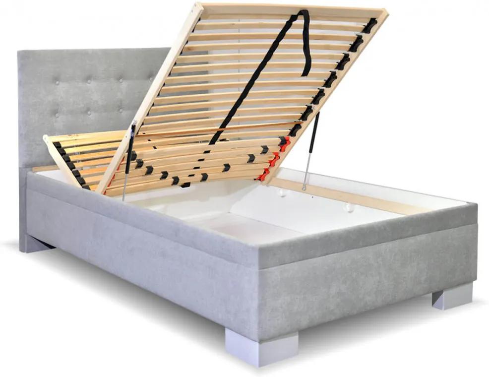 Čalouněná postel Laterna, s úložným prostorem, 90x200 cm , Bílá ekokůže