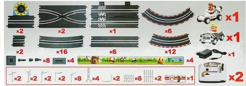LEAN Toys Autodráha + 2 autíčka Mario RC, 452 cm, 20 km/h