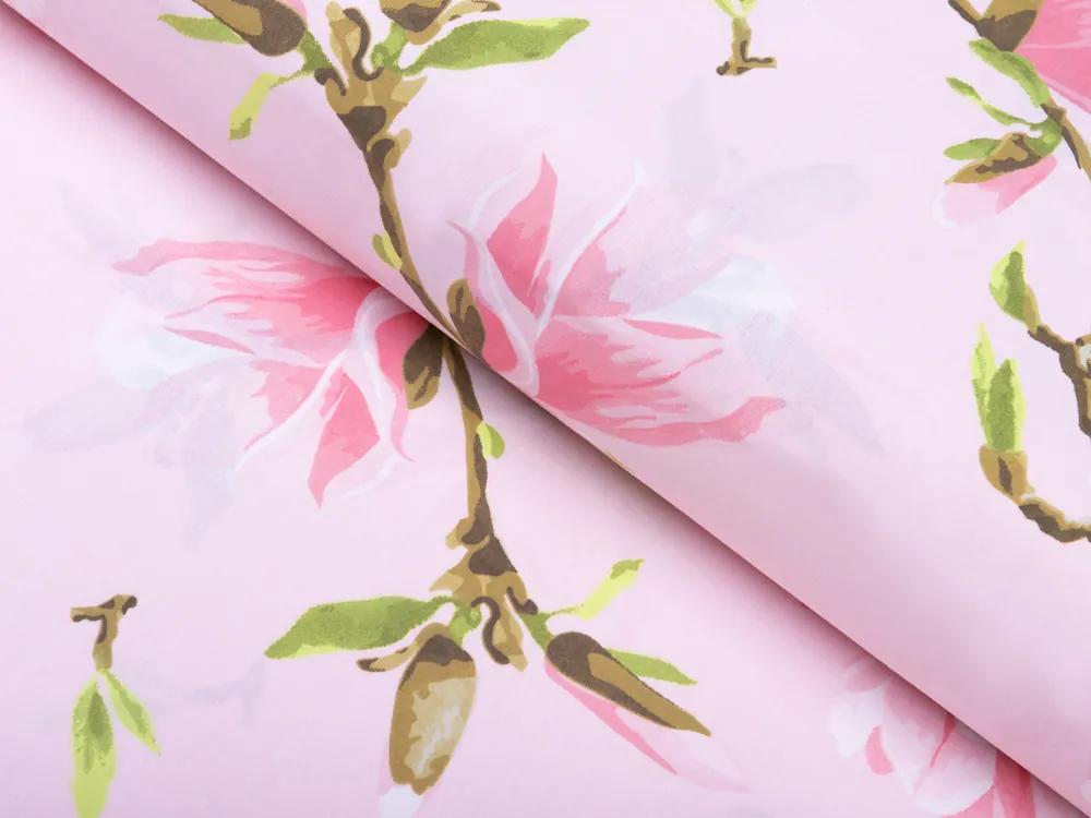 Biante Bavlněné prostírání na stůl Sandra SA-233 Květy magnolie na růžovém 30x40 cm