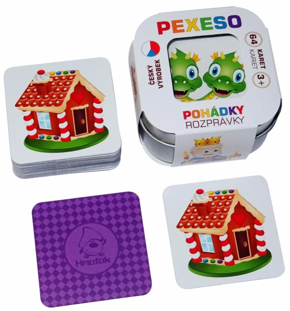Pexeso Pohádky 64 karet společenská hra v plechové krabičce 6,5x6,5x4cm 9ks v boxu