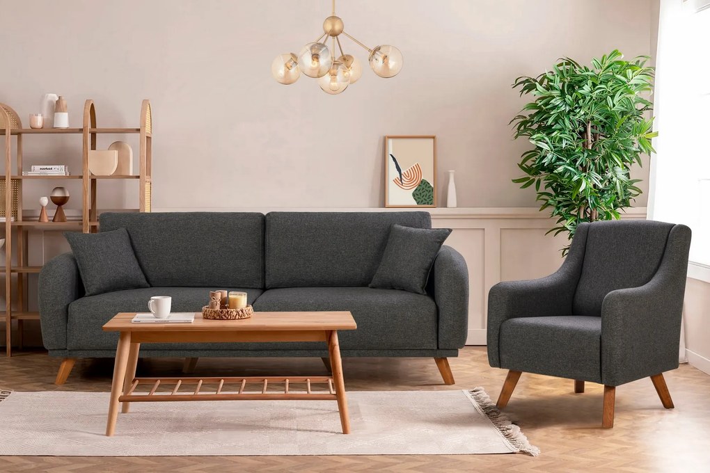 Hanah Home Set křesla a pohovky HERA antracitový 237 cm