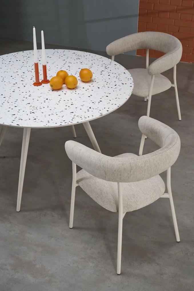Jídelní stůl Aramis 120 cm terrazzo bílý