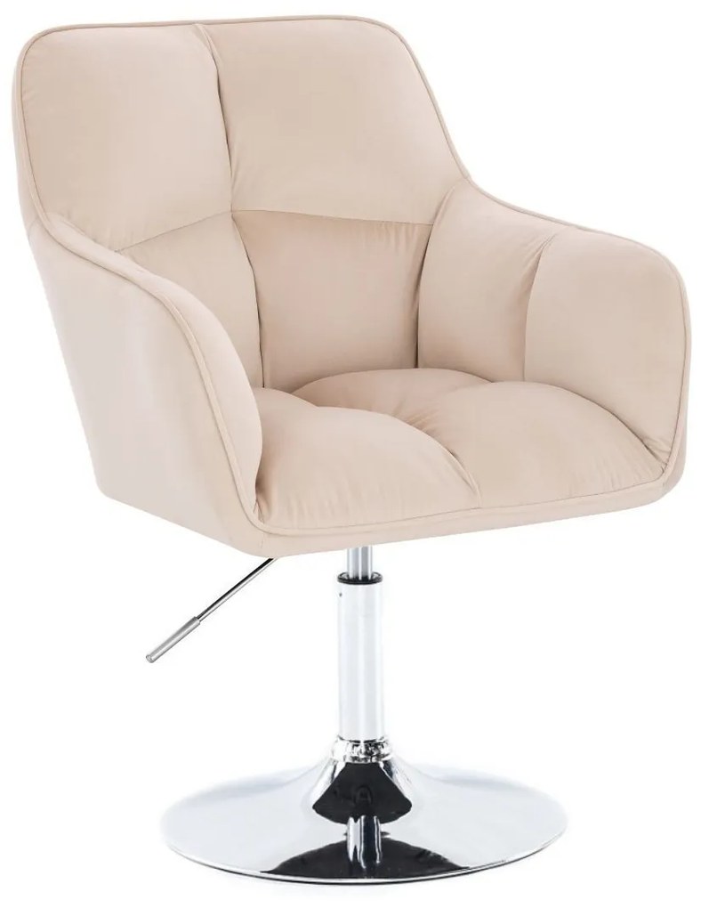 LuxuryForm DESIGN Otočné křeslo AMALFI VELUR na stříbrném talíři - krémové