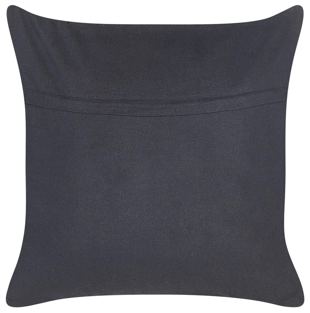 Bavlněný polštář s jutovým vzorem 45 x 45 cm béžový/černý BERGENIA Beliani