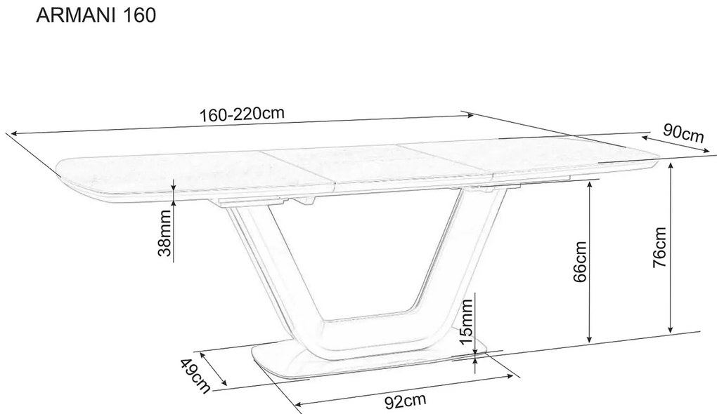 Rozkládací jídelní stůl Armani 160/220 cm bílý