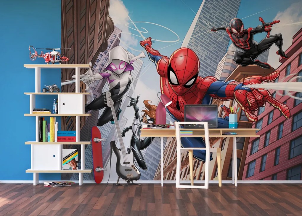 Dětská vliesová fototapeta na zed' Marvel Spider-Man Tým, Disney | 360 x 270 cm | DFTDN 5068
