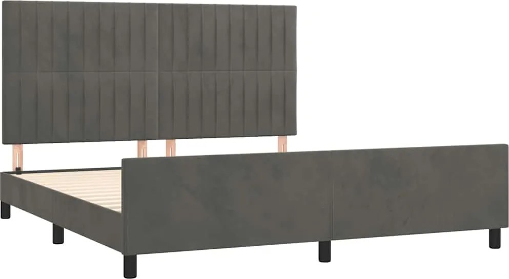 Rám postele bez matrace tmavě šedý 160 x 200 cm samet 3125886