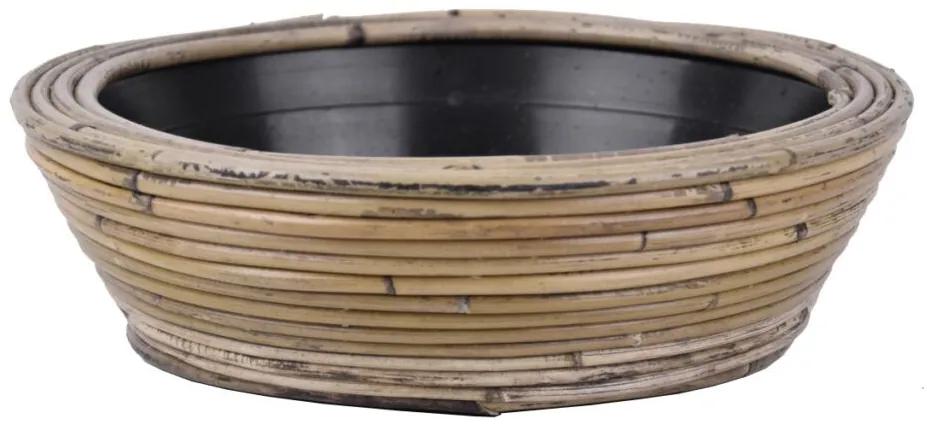 Kulatý ratanový květináč Drypot Stripe antik šedá - Ø30*12 cm