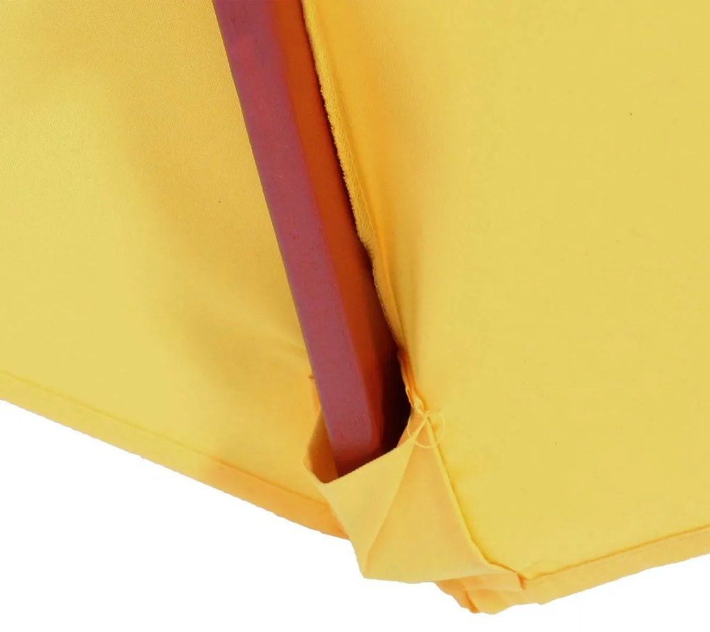Slunečník Florida Ø 3,5m - polyester/dřevo - žlutá