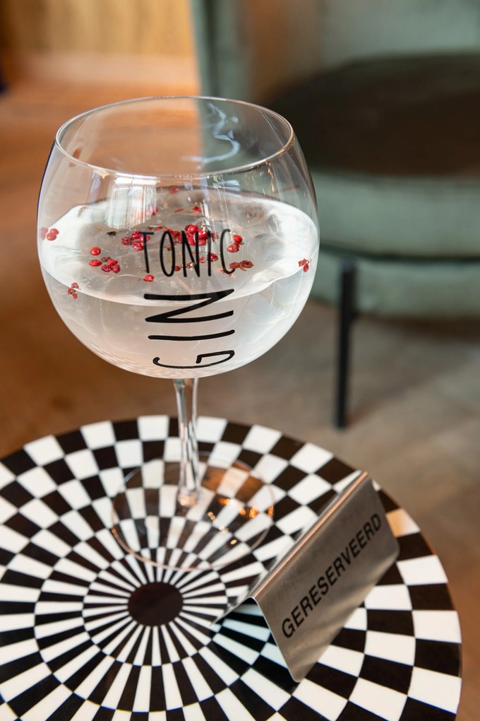 Sklenička s černým nápisem Gin Tonic - Ø12*22cm/880ml
