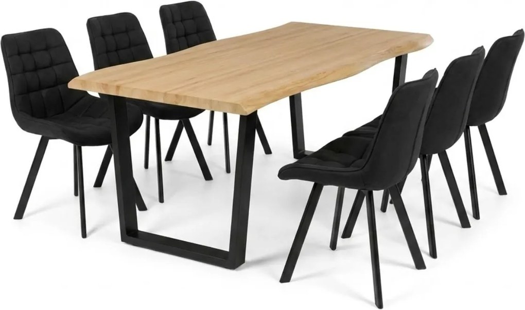 Vikio Jídelní set pro 6 osob 180x90 cm dub noha U černá židle VJS158-6C
