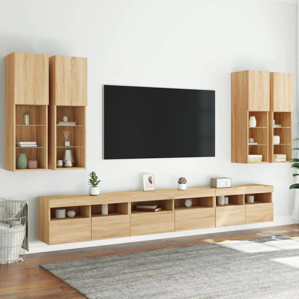 7dílná obývací stěna s LED osvětlením dub sonoma 3216780