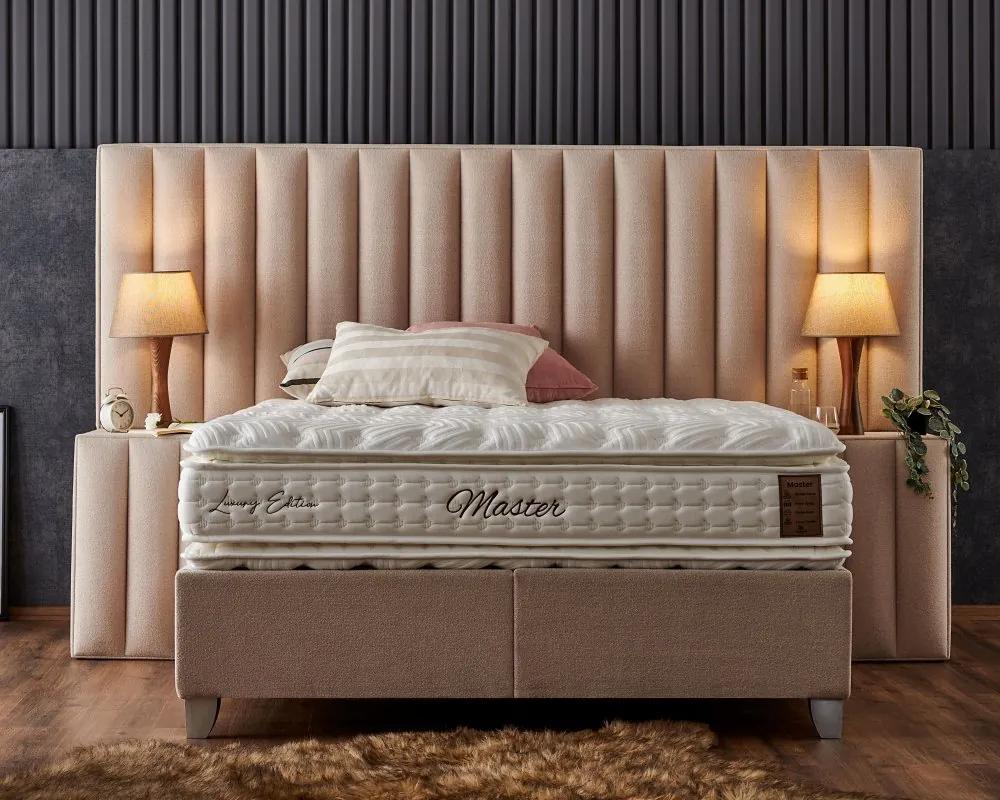 Čalouněná postel MASTER s matrací - růžová 150 × 200 cm