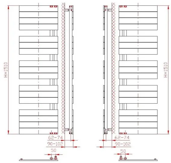 Thermal Trend Hery DHR600/1510-ANT Radiátor kombinovaný, 60x151cm, antracit