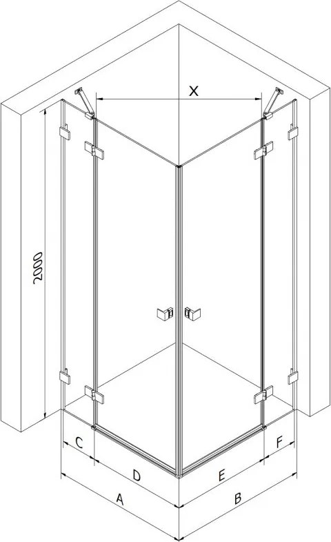 Mexen Lunar Duo, výklopný sprchový kout 80 x 75 cm, 8mm čiré sklo, grafitový profil, 834-080L-075P-95-00