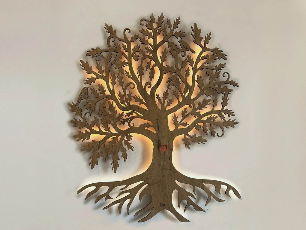 Li-Go "Dub" světelný strom s baterií 68x80cm provedení: bříza, varianta: ovládání na obraze + dálkové ovládání