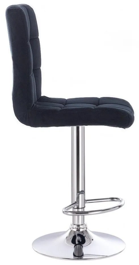 LuxuryForm DESIGN Barová židle TOLEDO VELUR na stříbrné kulaté podstavě - černá