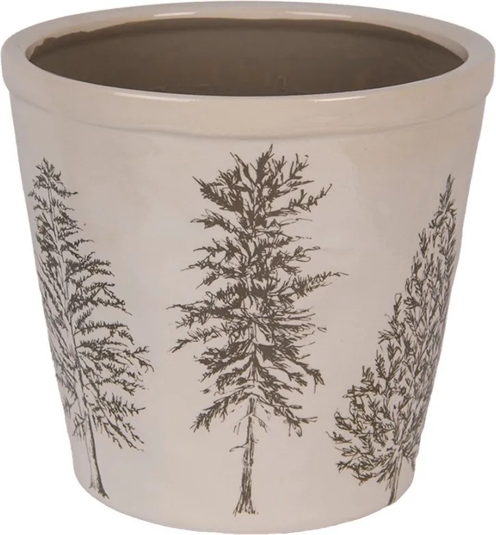 Béžový obal na květináč se stromky Natural Pine Trees XL - Ø 21*20 cm