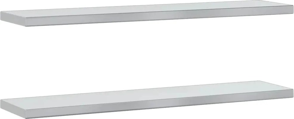 Nástěnné police 2 ks 100 x 23,5 cm stříbrné nerezová ocel 30280