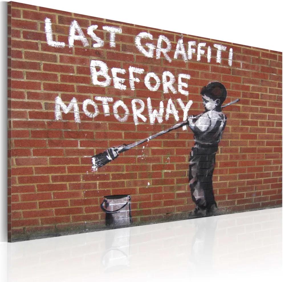 Obraz na plátně Bimago - Last graffiti before motorway (Banksy) 60x40 cm