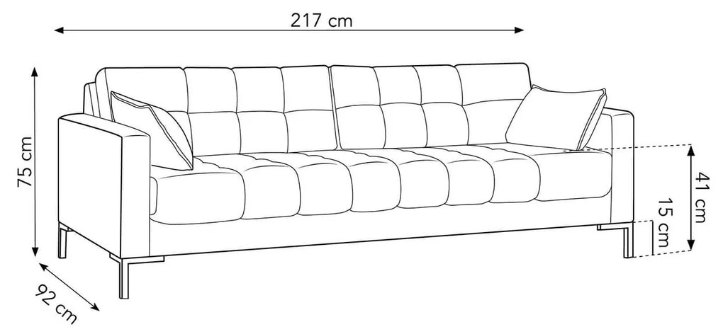 Čtyřmístná pohovka mamaia 217 cm samet béžová MUZZA