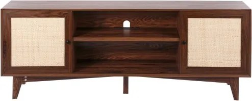 Ratan-TV-Ständer 191 cm Fernseher Boho-TV-Schrank Fernsehschrank Walnuss