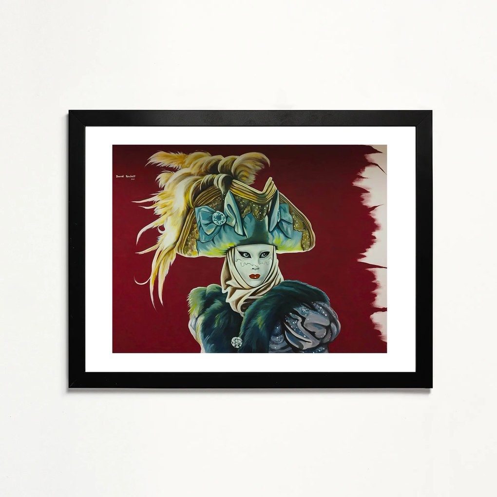 David Reichelt | Benátská maska I Rám: Bílý, Velikost: 30 x 40 cm