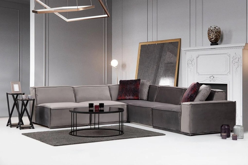 Designová rohová sedačka Valtina II šedá - levá