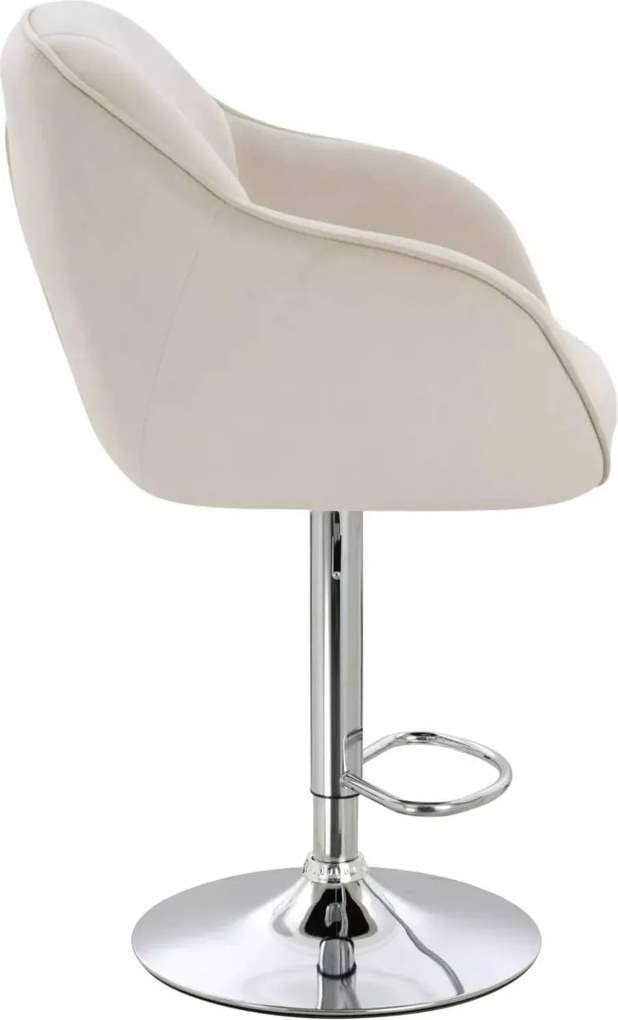 LuxuryForm DESIGN Barová židle AVOLA VELUR na stříbrné kulaté podstavě - krémová