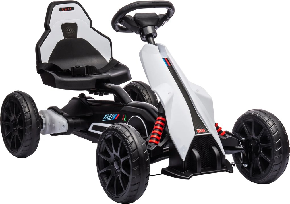 HOMCOM Dětský elektrický go-kart 12V 3-5 km/h Drift kart s 2 rychlostními režimy, bezpečnostním pásem, volantem, dětský go-kart pro děti ve věku 3-8 l