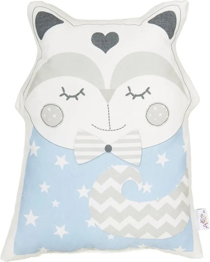Modrý dětský polštářek s příměsí bavlny Mike & Co. NEW YORK Pillow Toy Smart Cat, 23 x 33 cm