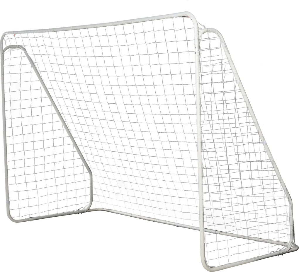 HOMCOM Fotbalová branka - Fotbalová branka - Rozměry tréninkové branky 301D x 120Š x 200V cm - bílý epoxidový kovový rám, PE síťovina - kotvy součástí