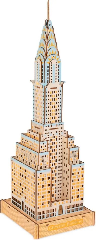 Dřevěné 3D puzzle Chrysler Building barevné